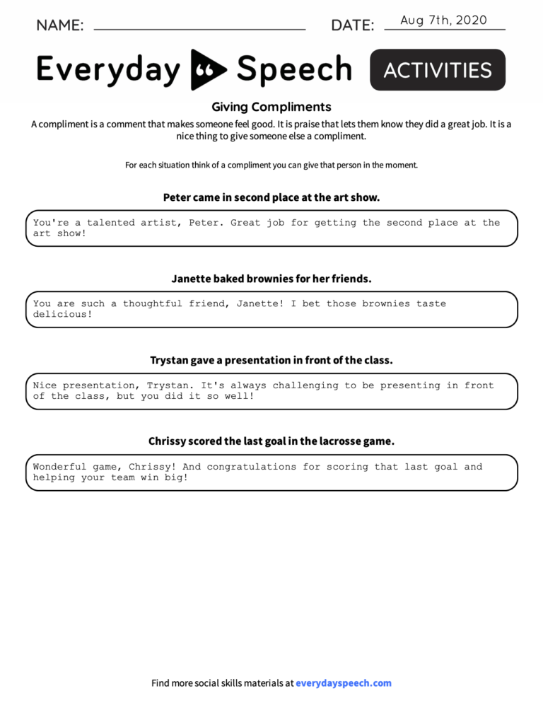 What Are Social Skills Worksheets | Everyday Speech