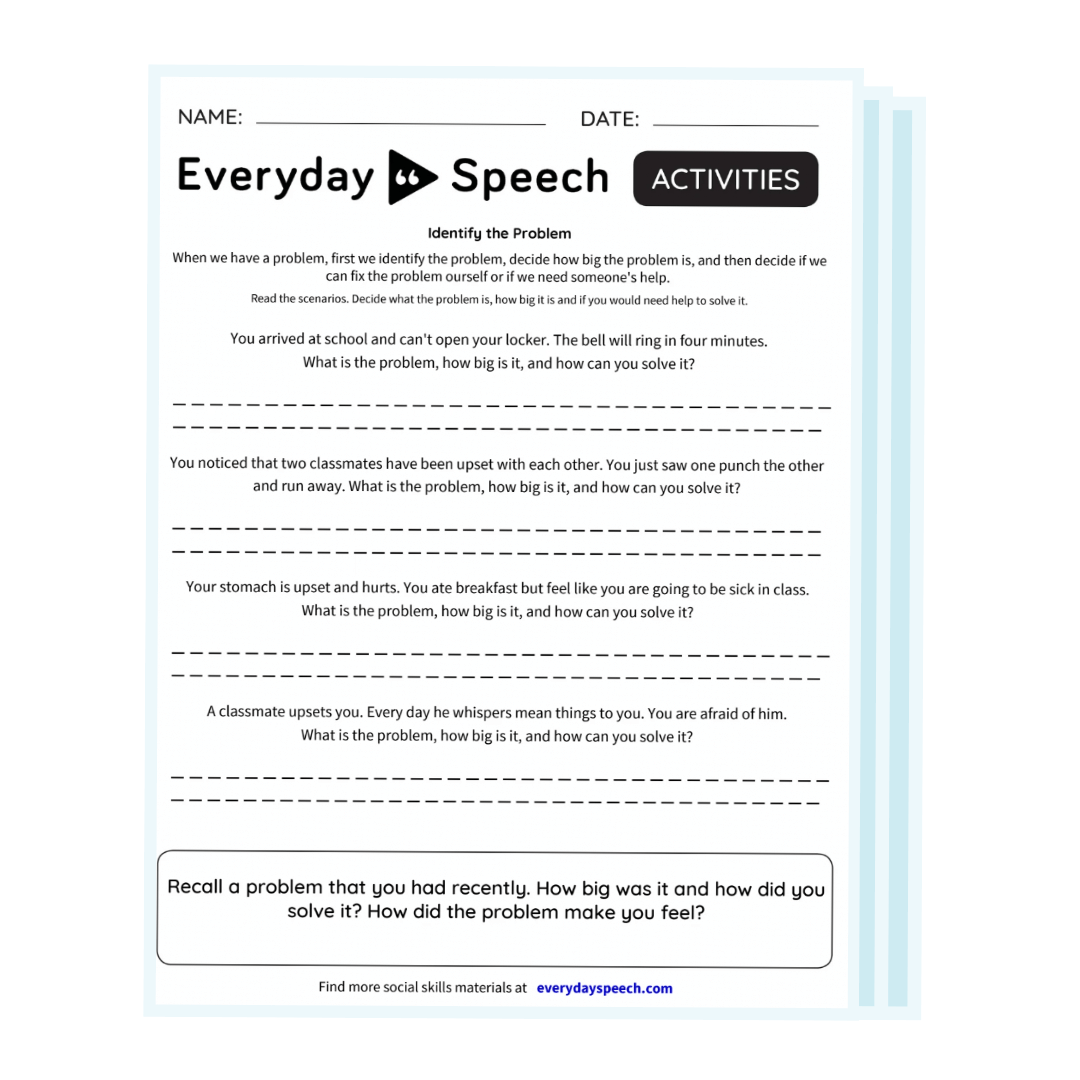 Free Middle School Problem Solving Worksheet Everyday Speech
