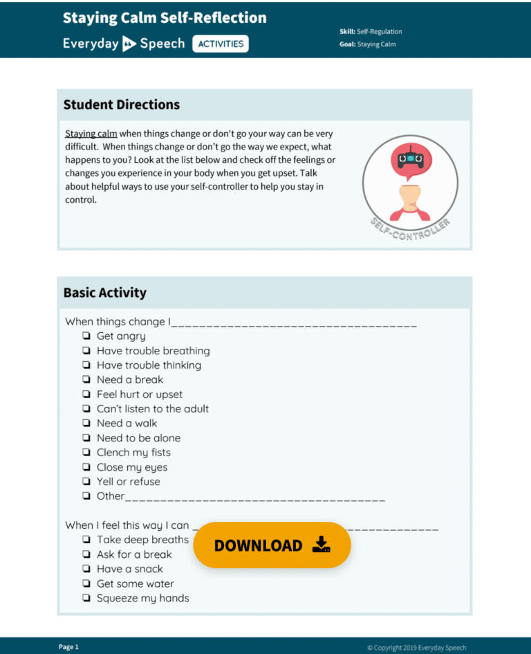 Free Self-Regulation Material | Everyday Speech