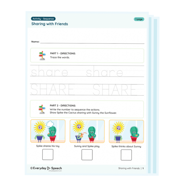 Free Preschool Sharing Material | Everyday Speech