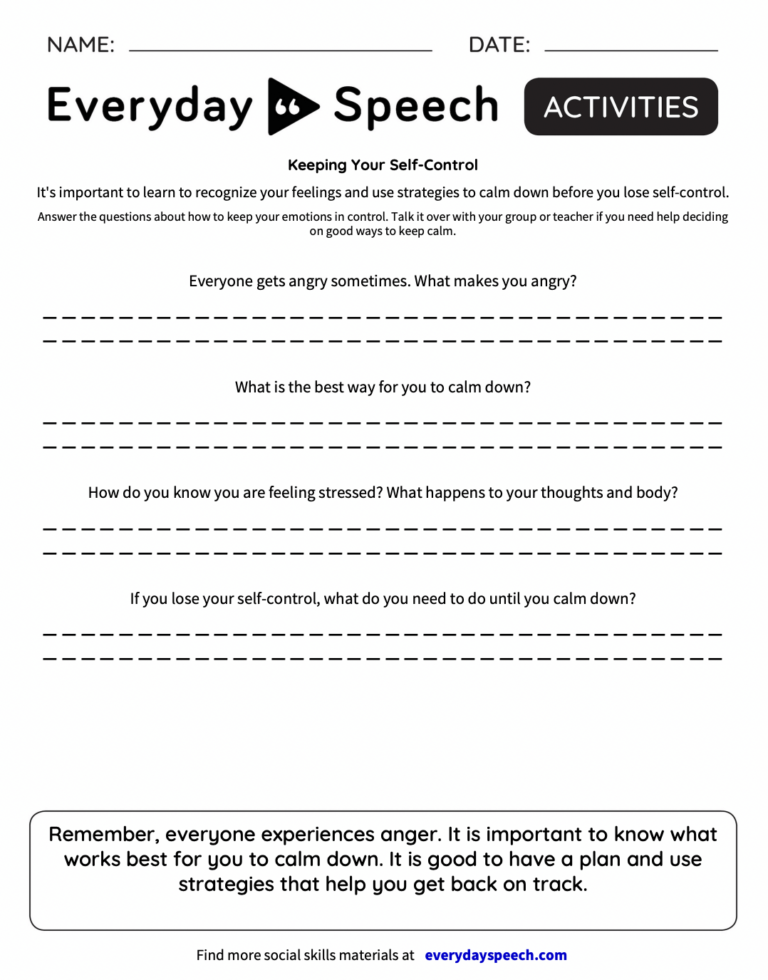 Free High School Self-Regulation Material | Everyday Speech