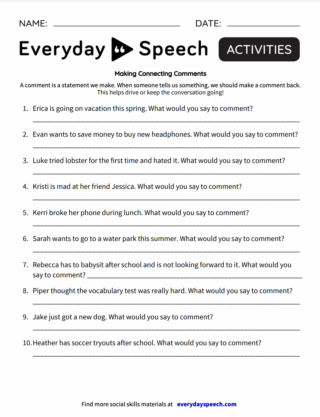 Free Middle School Conversation Topics Material Everyday Speech Free Middle School Conversation Topics Material Everyday Speech
