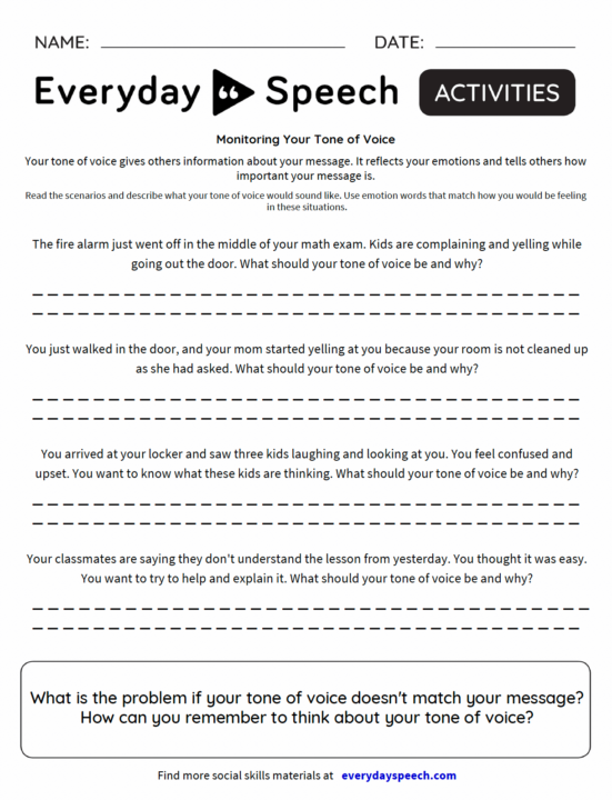 Free Tone of Voice PDF for High School | Everyday Speech