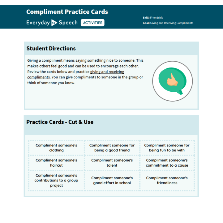 Free High School Giving Compliments Lesson Plan | Everyday Speech