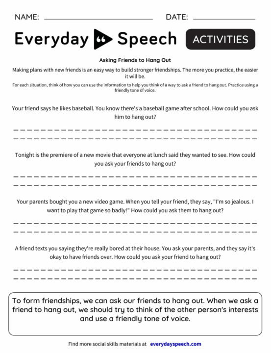Asking Friends to Hang Out Lesson Plan | Everyday Speech