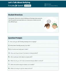Free Printable High School Bullying Worksheet | Everyday Speech