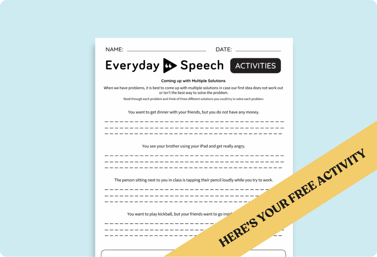 Free High School Problem-Solving Activity: Brainstorming Solutions | Everyday Speech