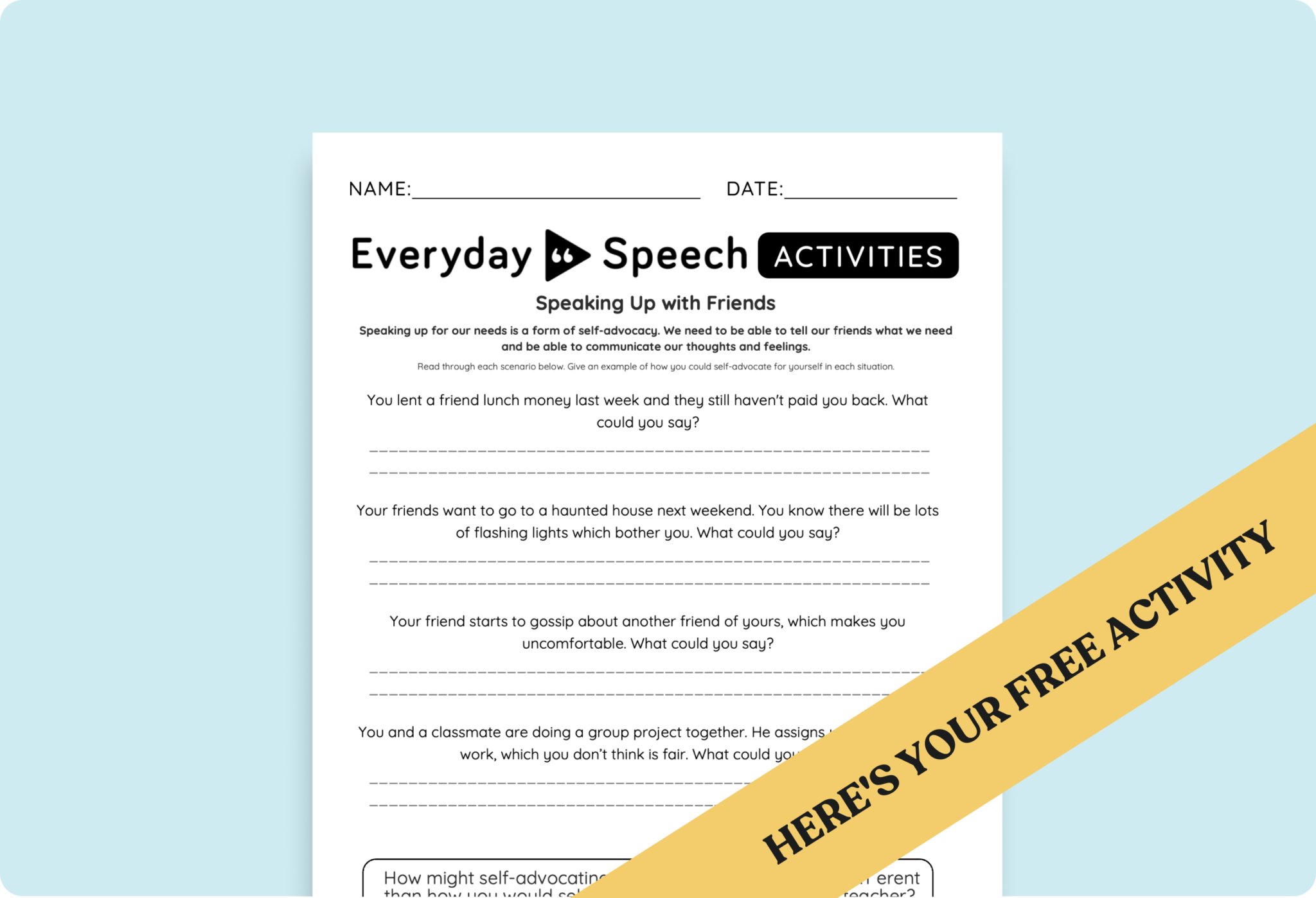 Try These No-Prep Self-Advocacy Activities for Elementary, Middle, and ...