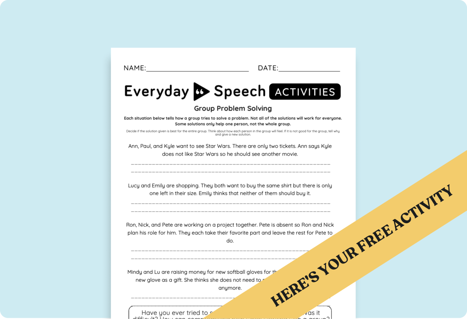 Free Lesson Plan & Worksheet for High School: Problem-Solving in Groups ...