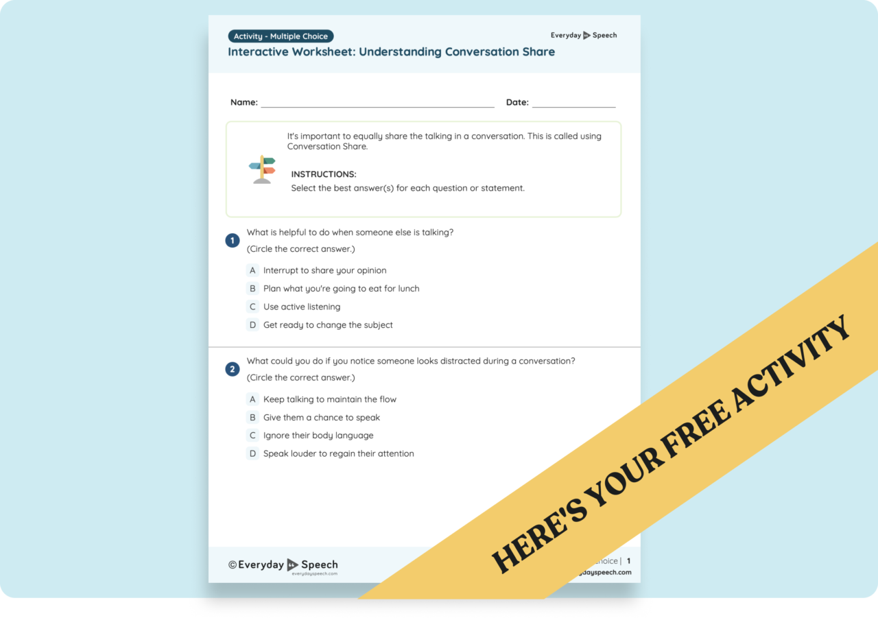 Conversation Balance Activity for High School: Understanding ...