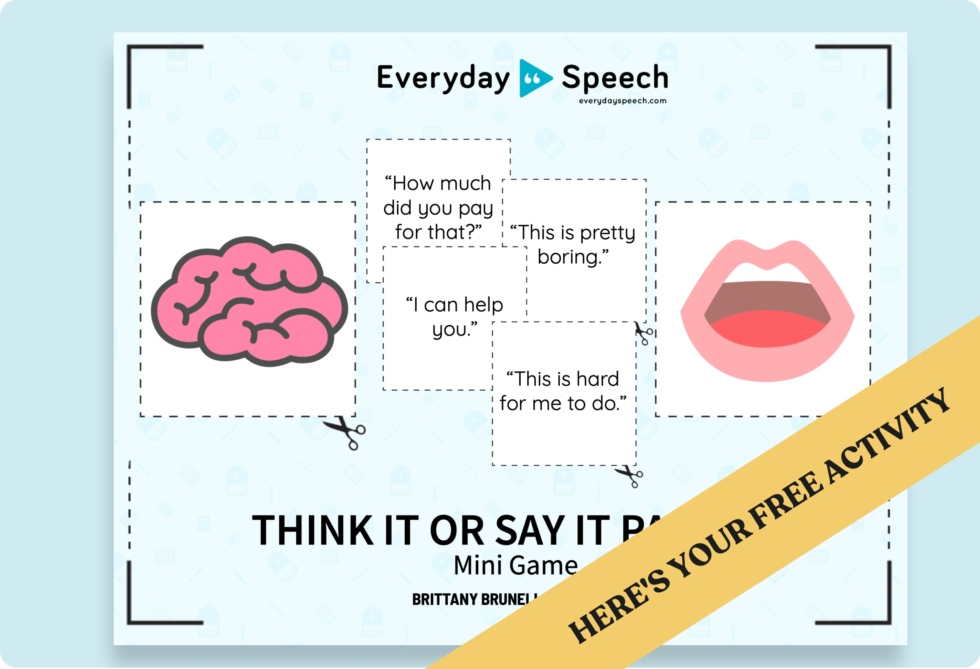 Conversation Skills Activity for Elementary: Think It or Say It ...