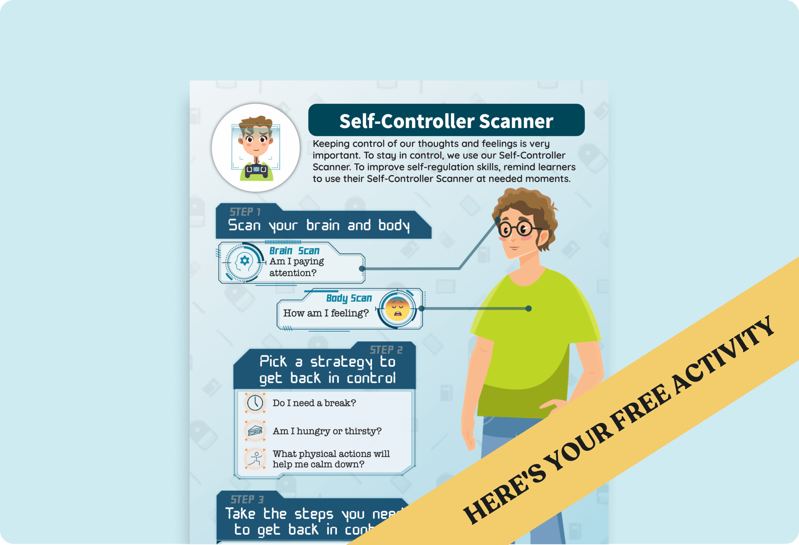 Middle School Self-Regulation Poster: Self-Controller Scanner Goal ...