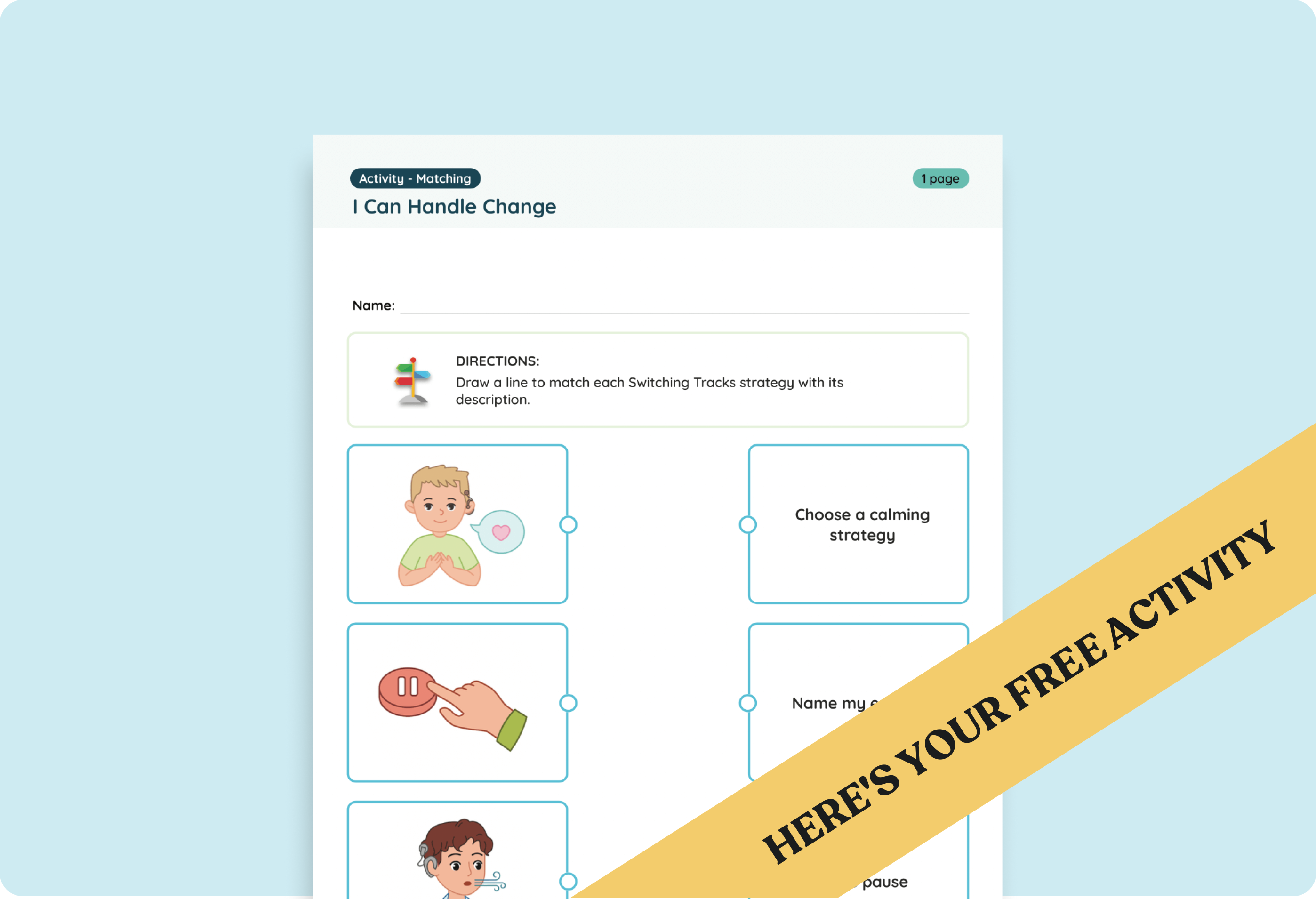 Pre-K & Kindergarten Switching Tracks Printable: I Can Handle Change ...