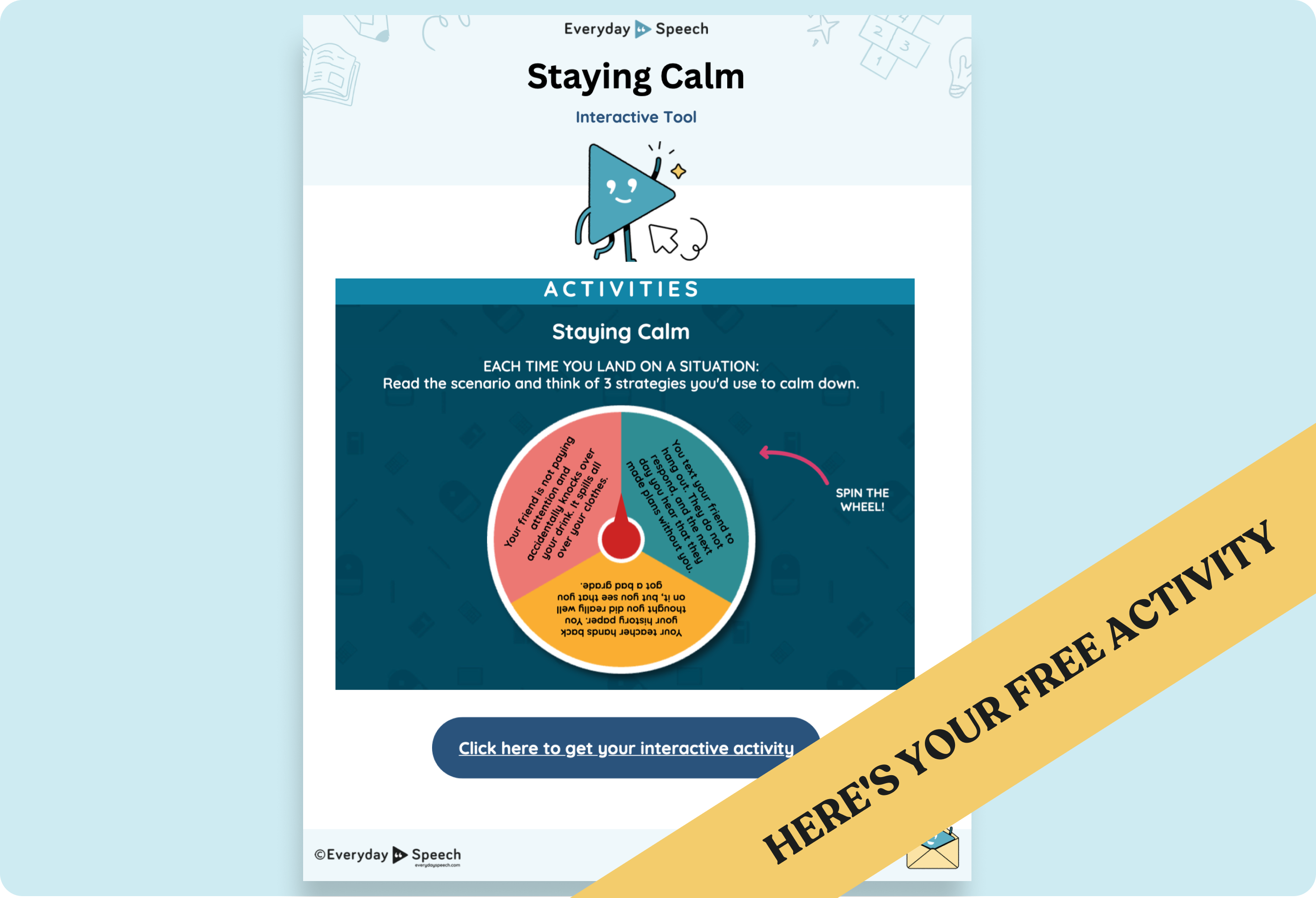High School Staying Calm Interactive Activity: Staying Calm Spinner | Everyday Speech