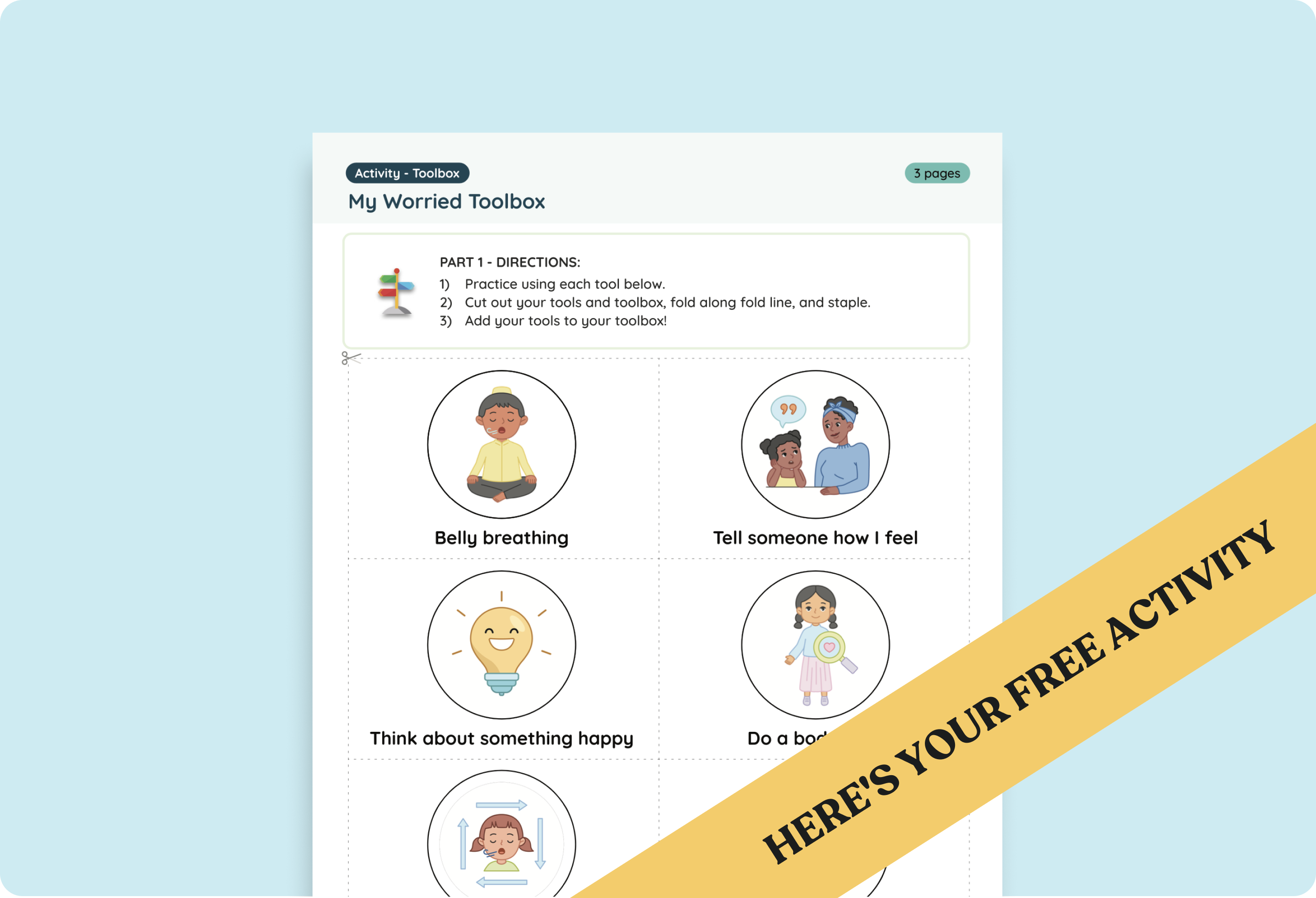 Pre-K & Kindergarten Staying Calm Printable: My Worried Toolbox | Everyday Speech