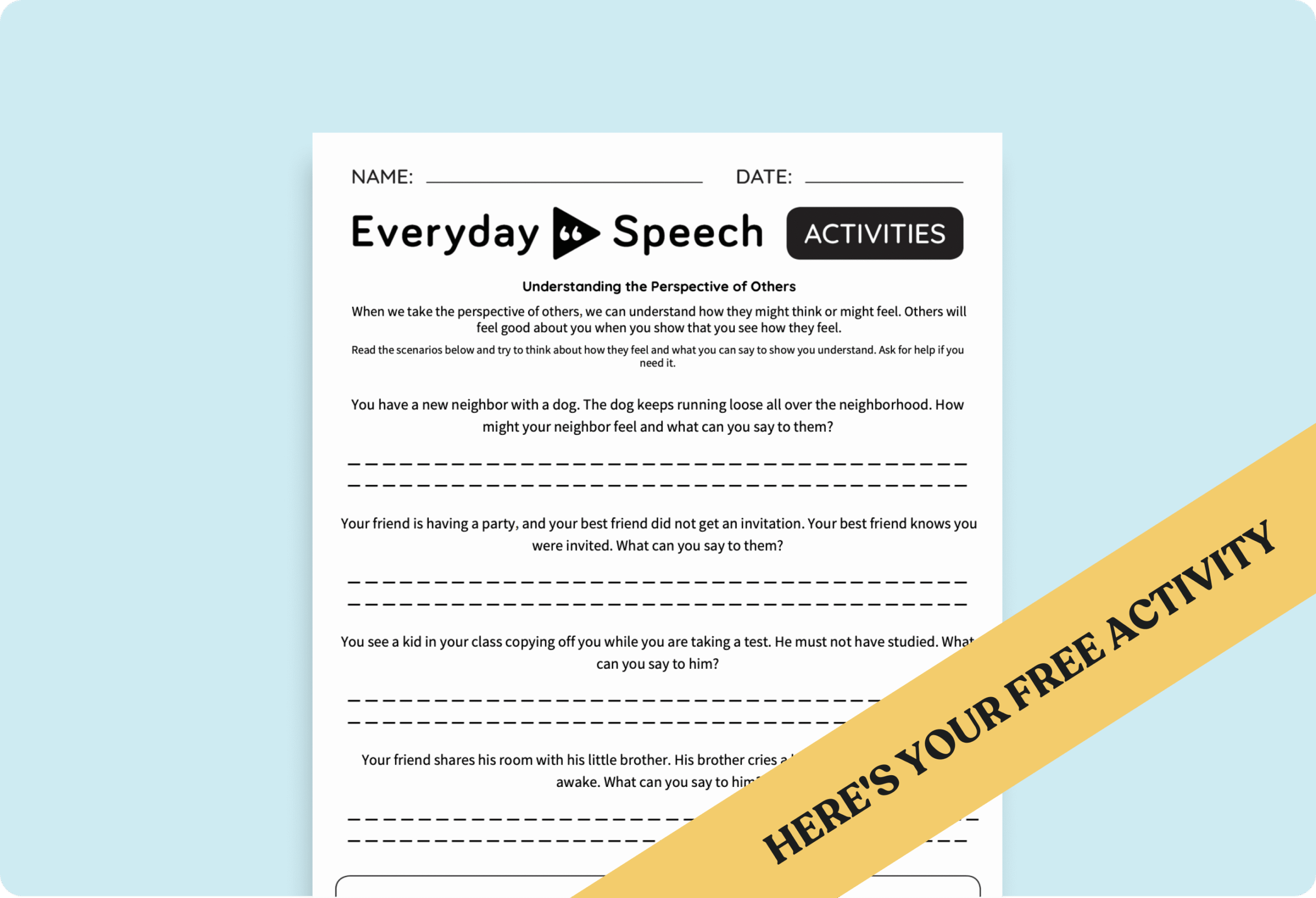 Middle School Perspective Taking No-Prep Activity: Understanding the ...