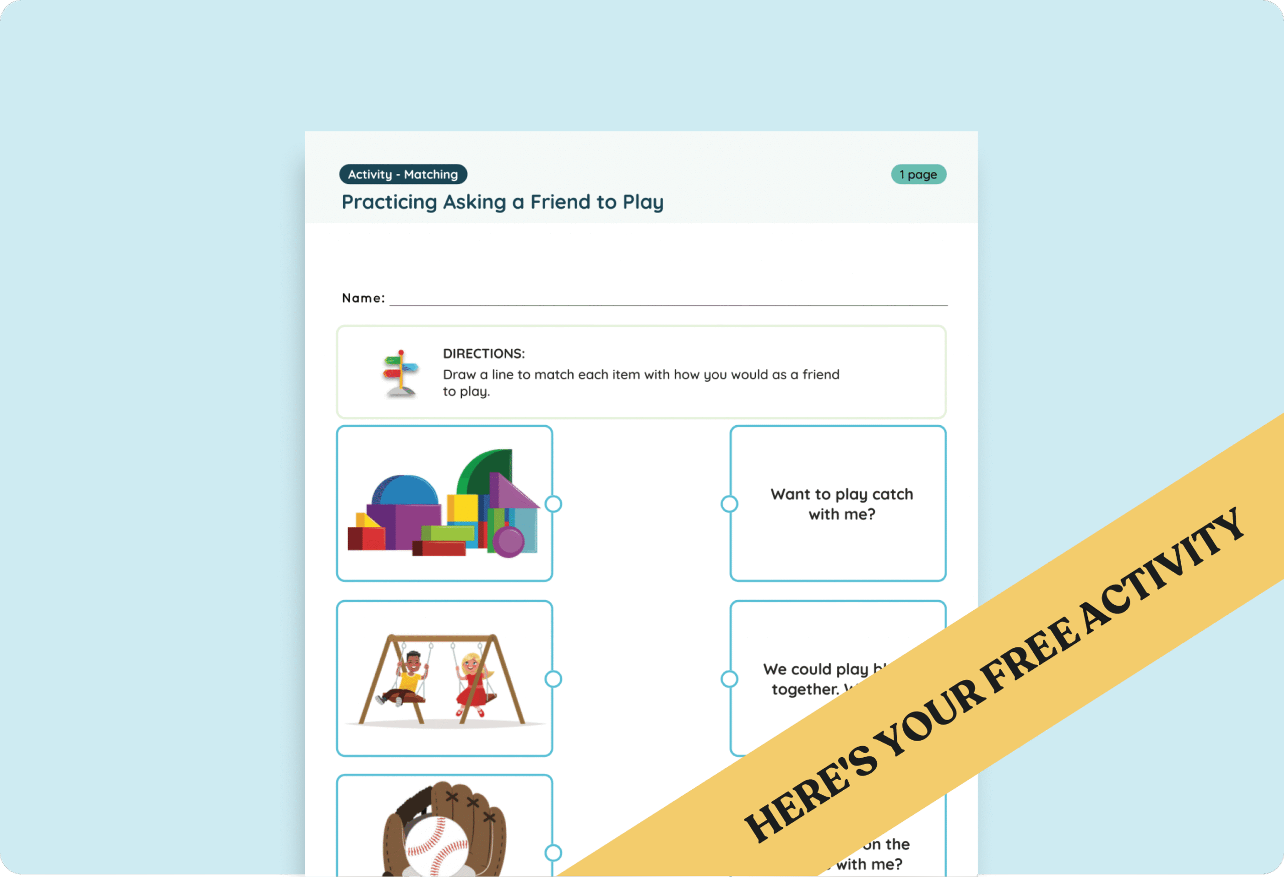 Pre-K & Kindergarten Play Skills Activity: Practicing Asking a Friend ...