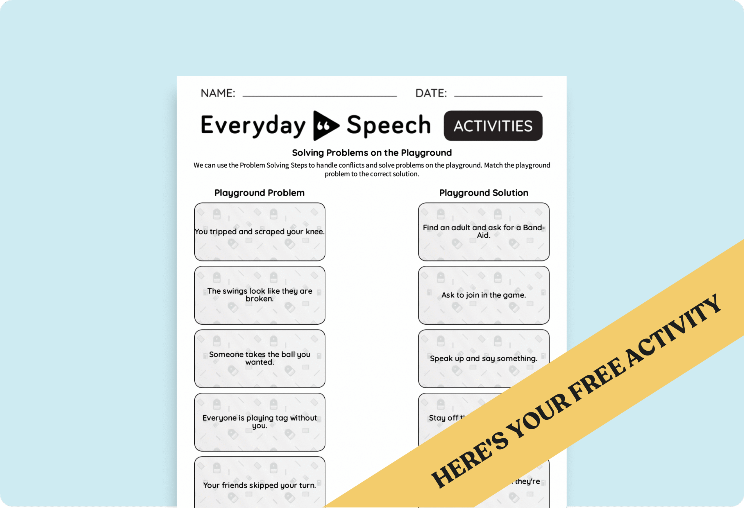 Elementary School Play Skills Activity: Solving Problems on the ...