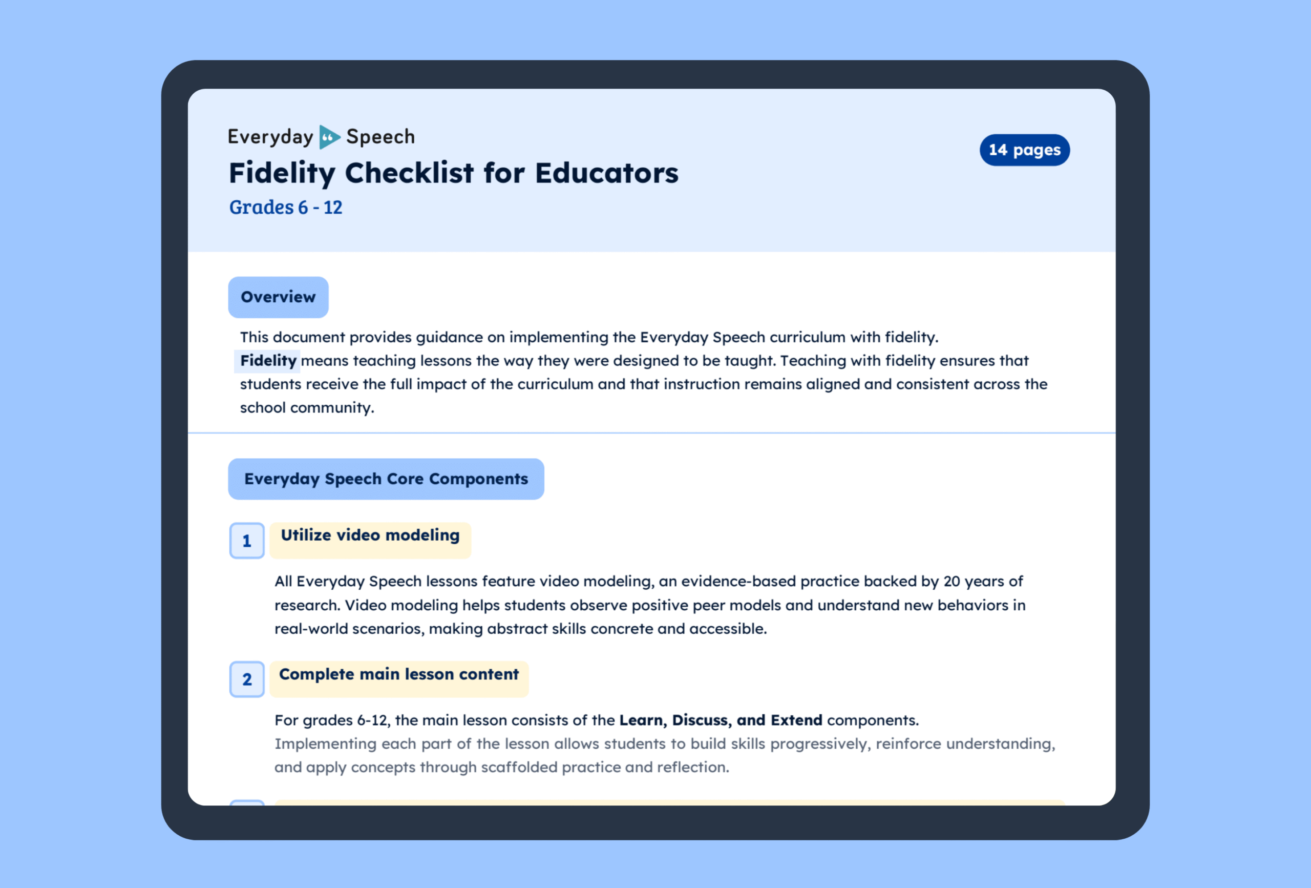 Fidelity Checklist for Middle & High School - Everyday Speech
