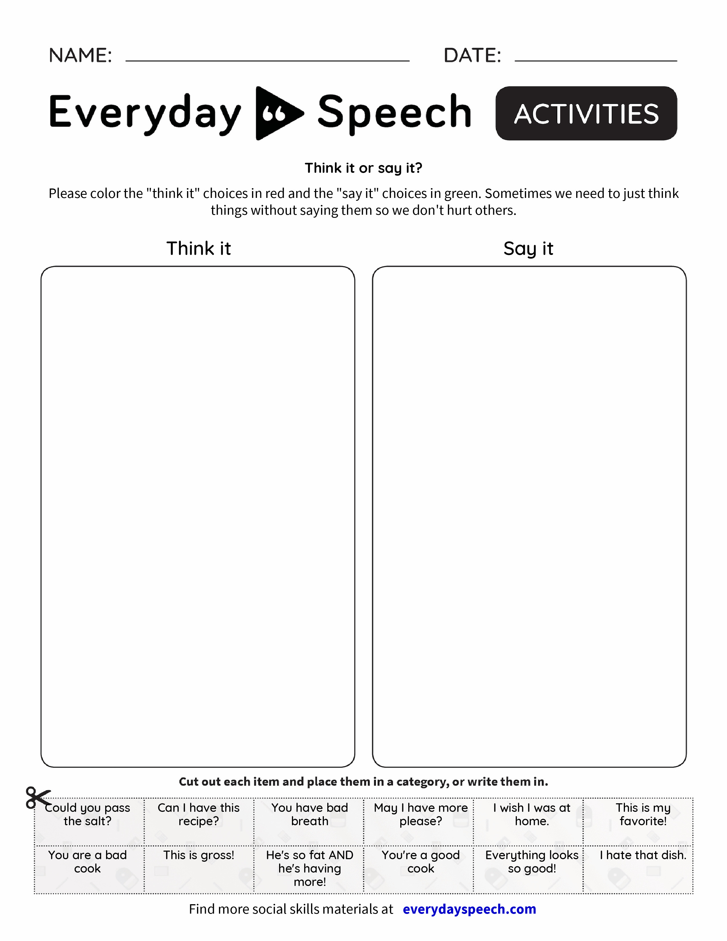 Think it or say it? - Everyday Speech - Everyday Speech